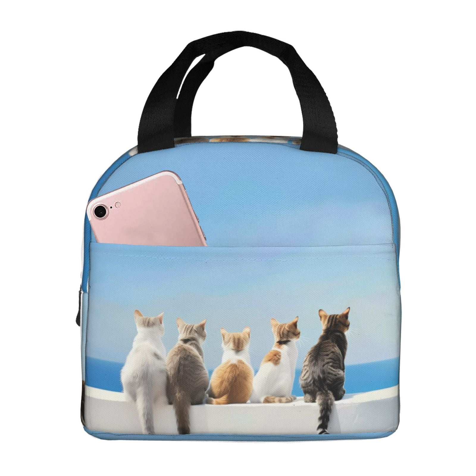 Lunch Box for Women Men Cute Cats Watching Ocean Reusable Insulated ...