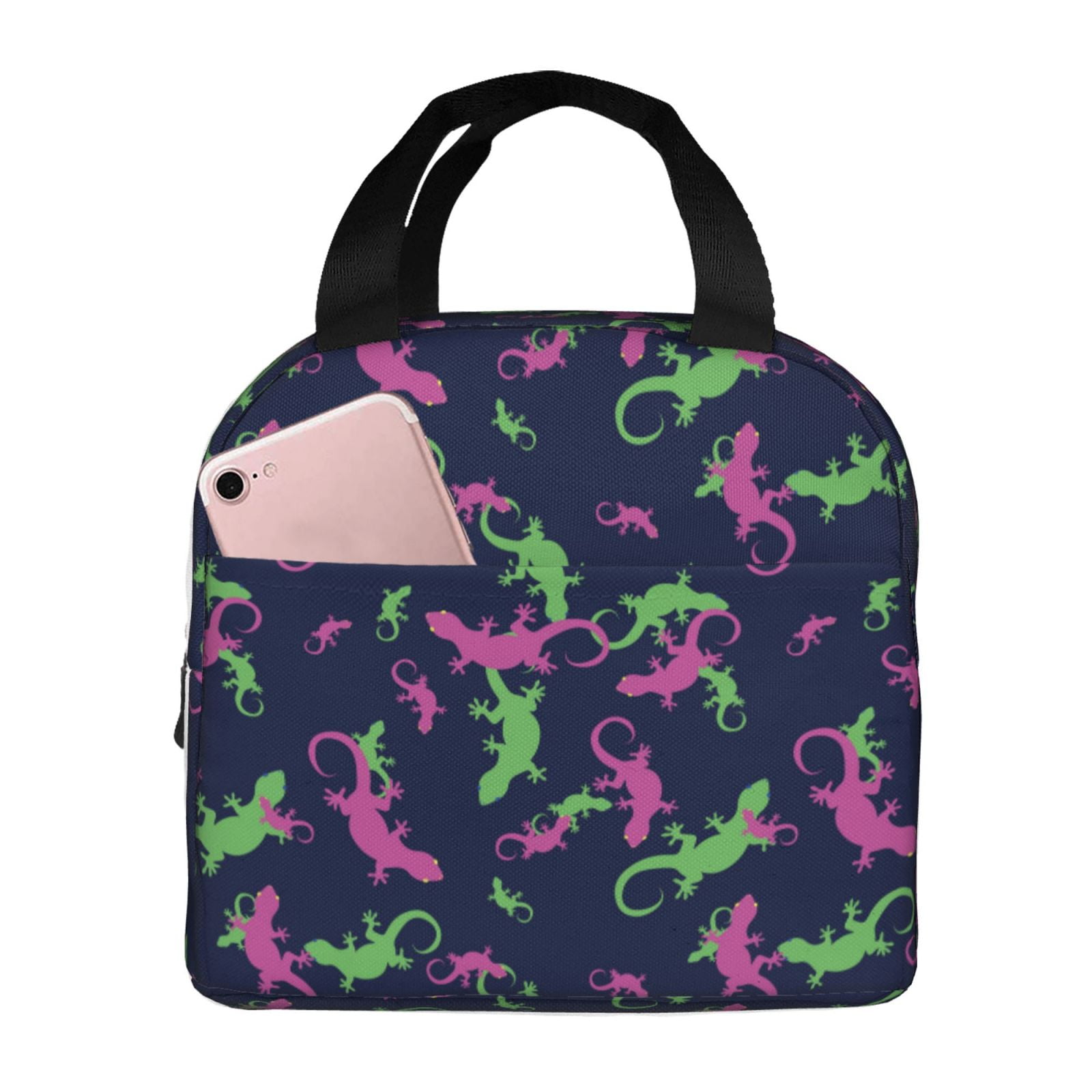 Lunch Box for Women Men Cute Gecko Lizard Green Rose Red Reusable Insulated Lunch Bag, Lunch ...