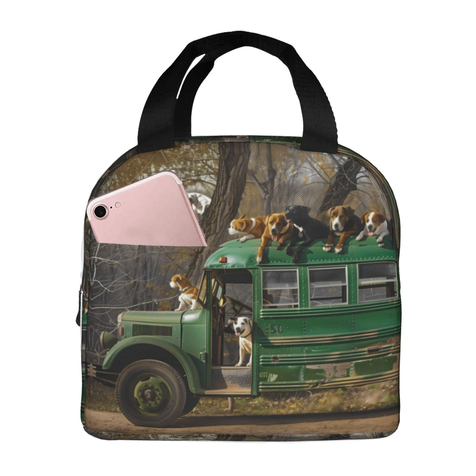 Lunch Box for Women Men Dogs On A School Bus Reusable Insulated Lunch ...