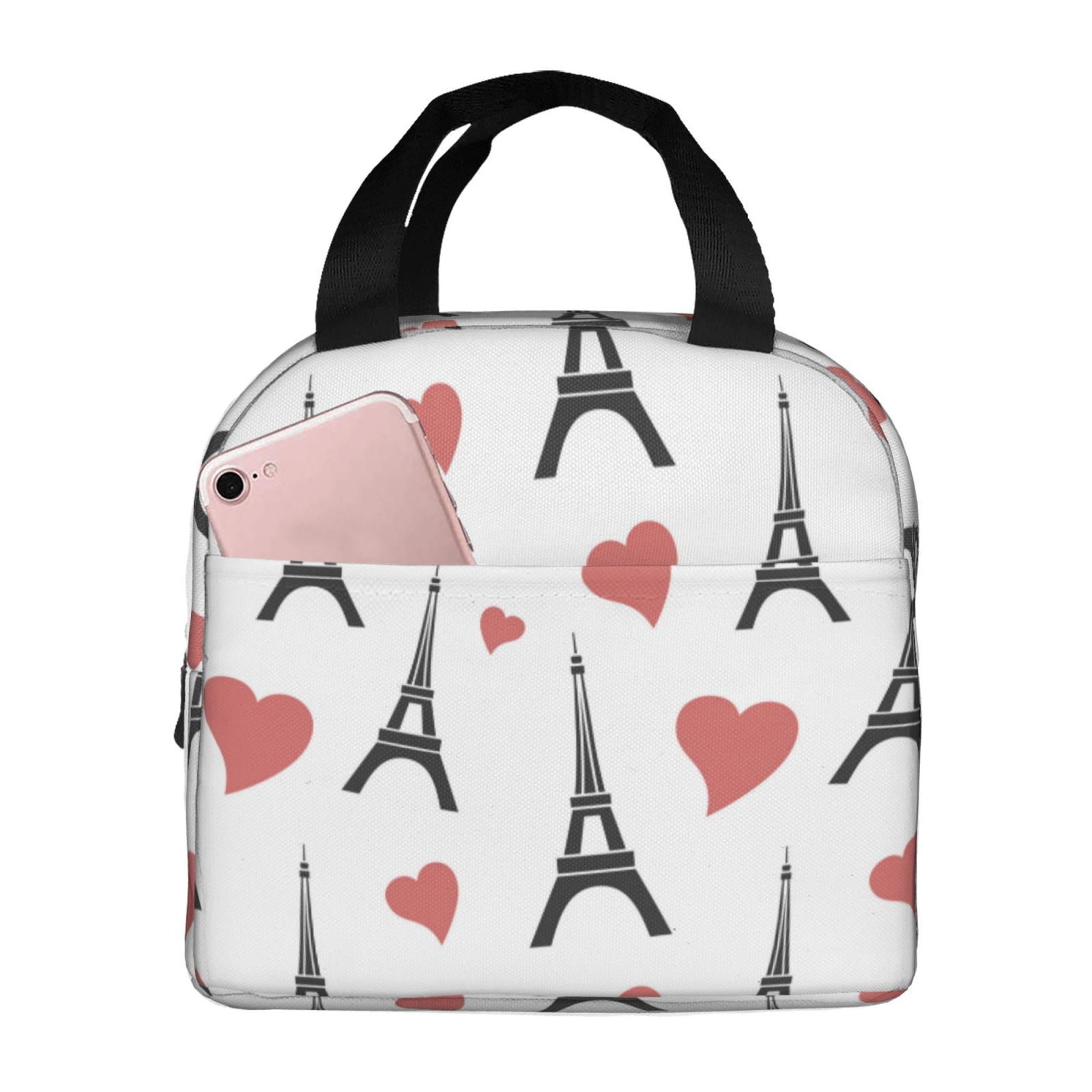 Lunch Box for Women Men Eiffel Tower heart Reusable Insulated Lunch Bag ...