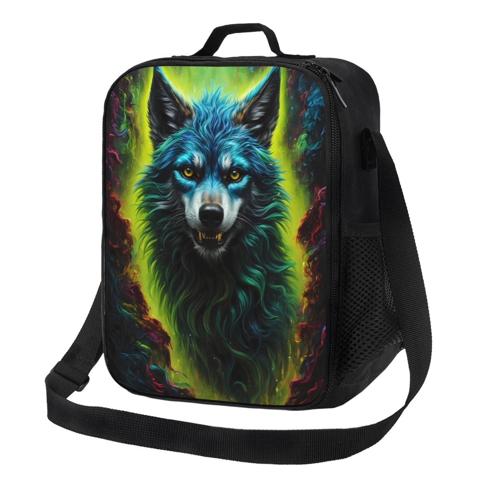 Lunch Box for Women Men Fluorescent Wolf Insulated Lunch with ...