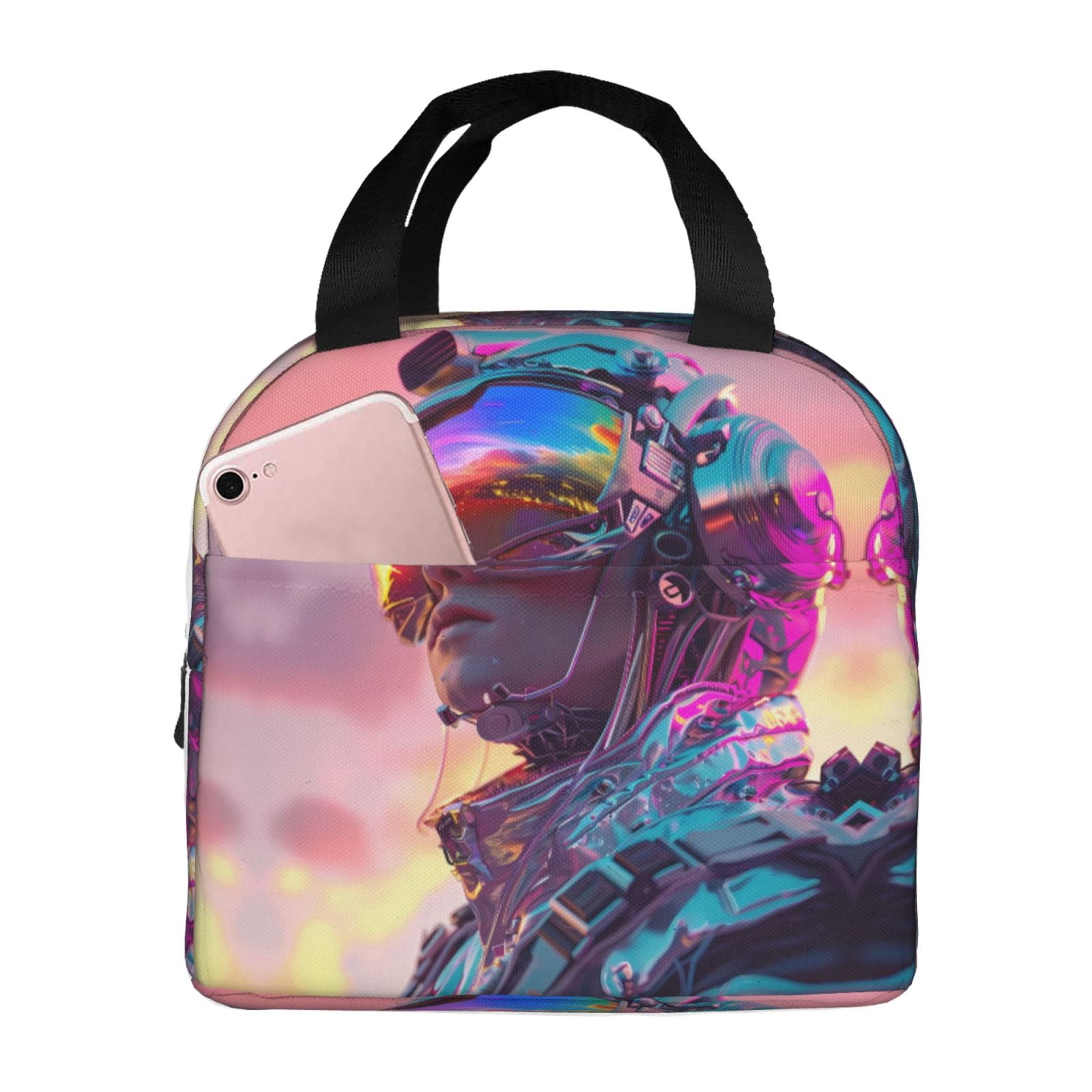Lunch Box for Women Men Futuristic Woman Reusable Insulated Lunch Bag ...