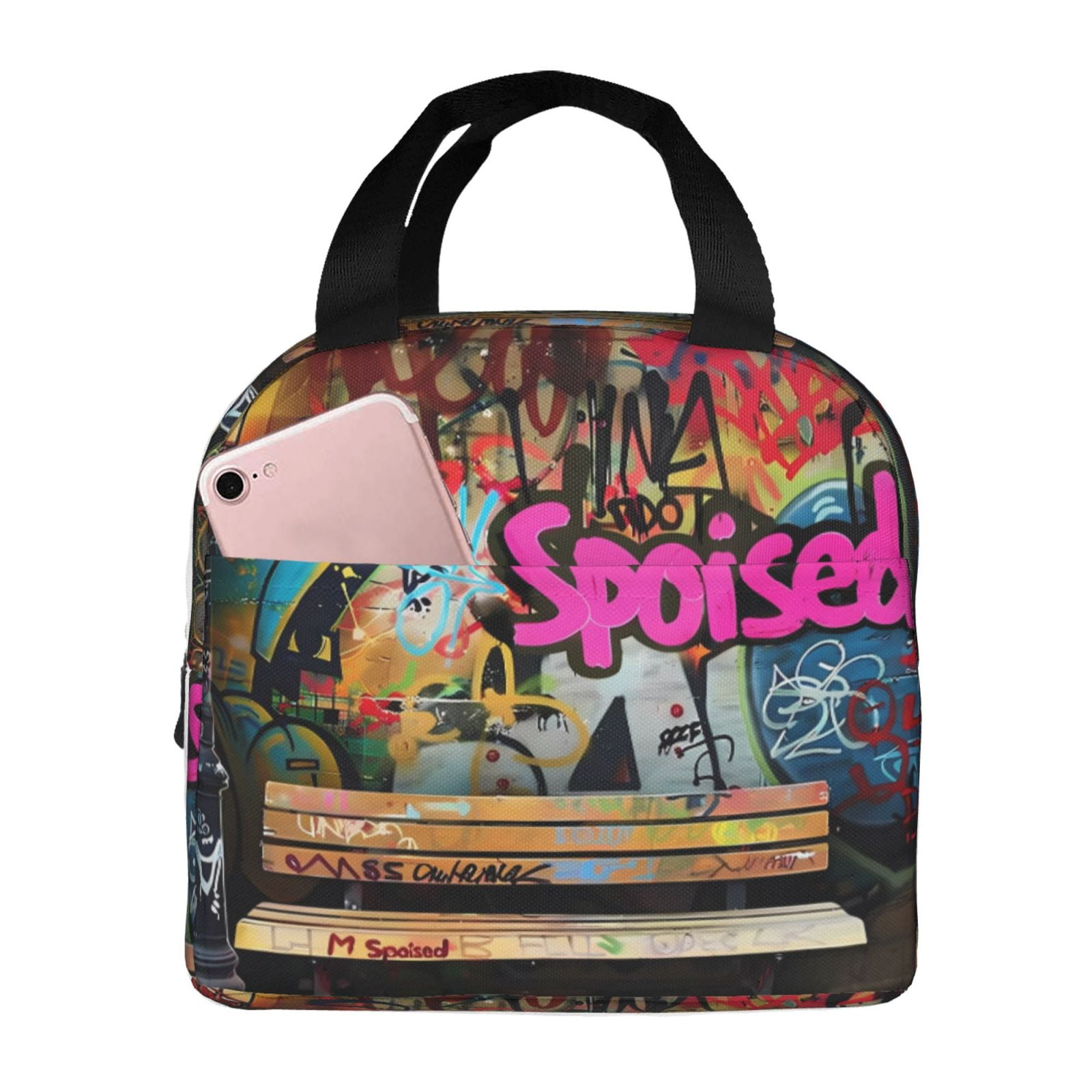 Lunch Box for Women Men Graffiti Lamp Urban Scene Reusable Insulated ...