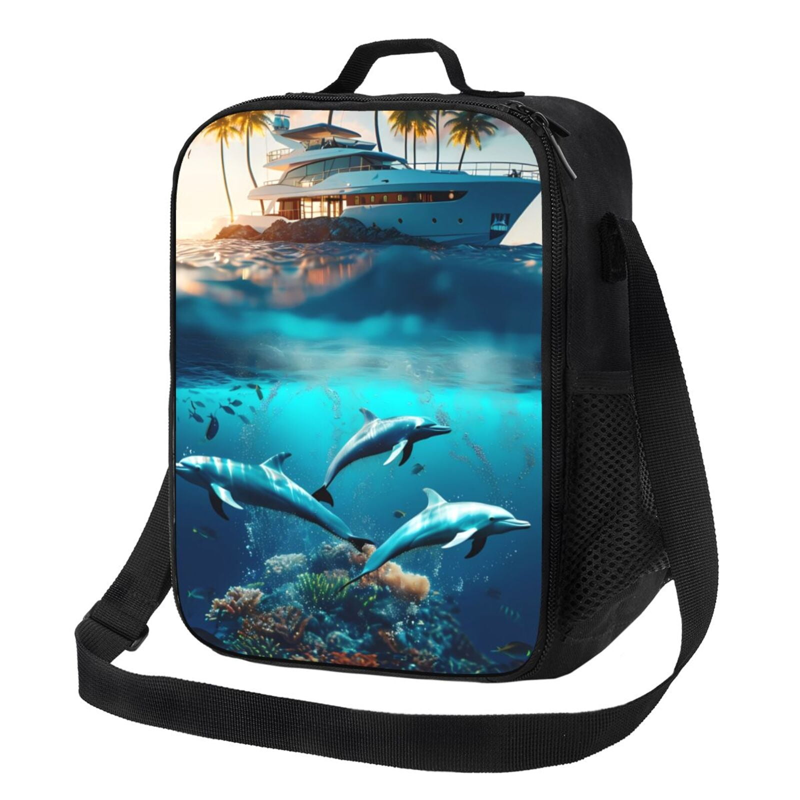 Lunch Box for Women Men Hawaiian Ship Dolphin Insulated Lunch with ...