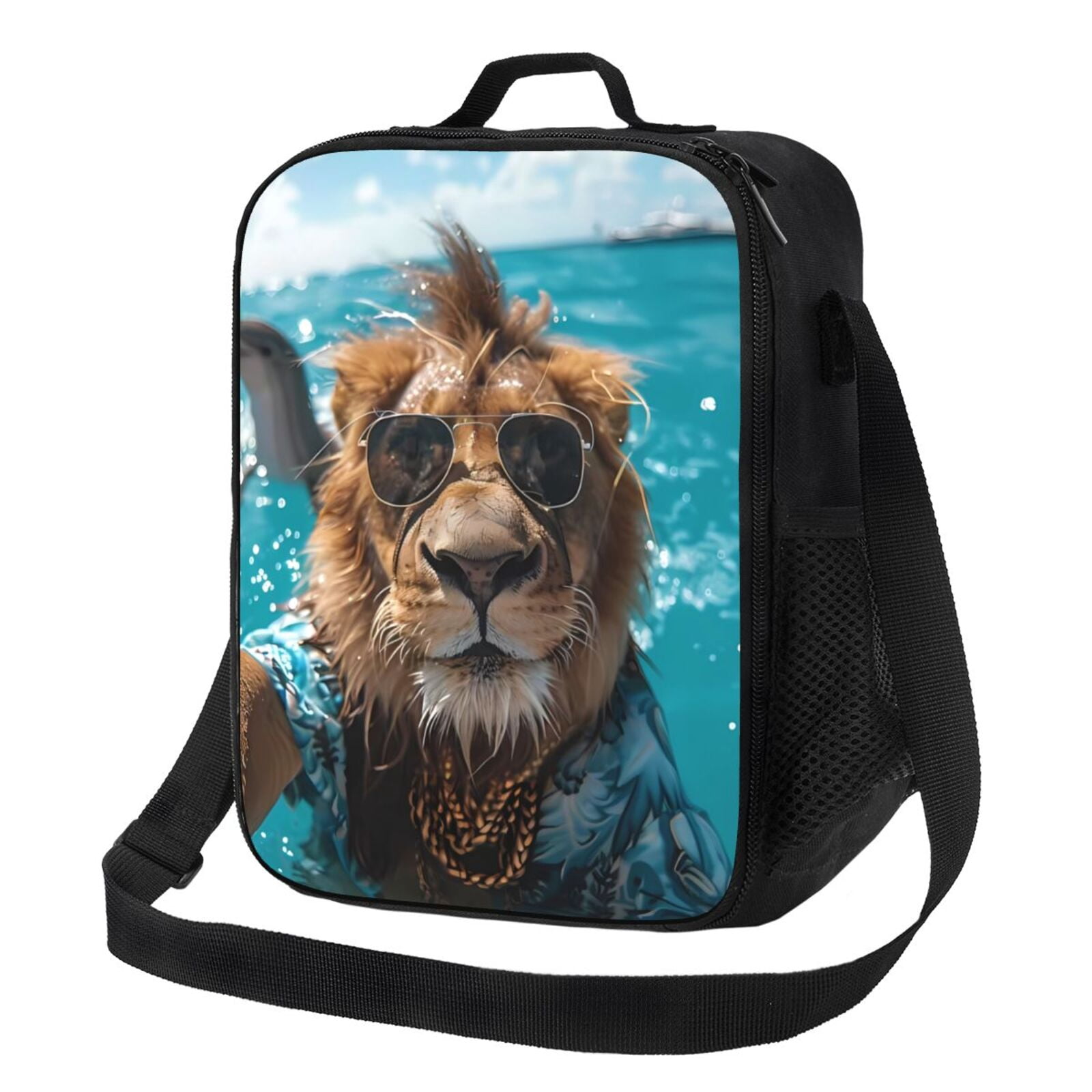 Lunch Box for Women Men Hawaiian Swimming Lion Insulated Lunch with ...