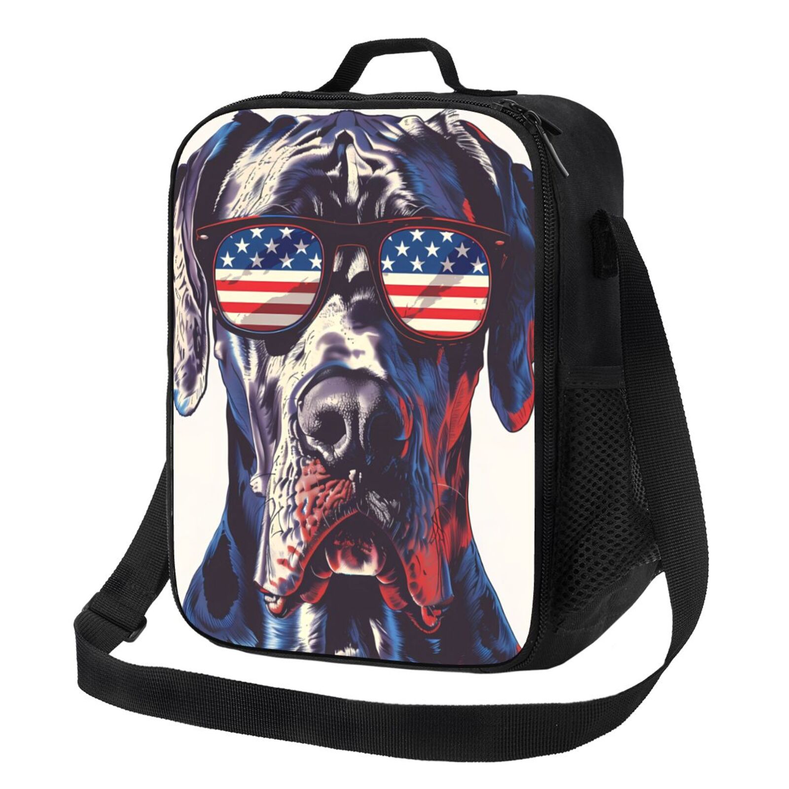 Lunch Box for Women Men Patriotic Dog American Flag Insulated Lunch ...