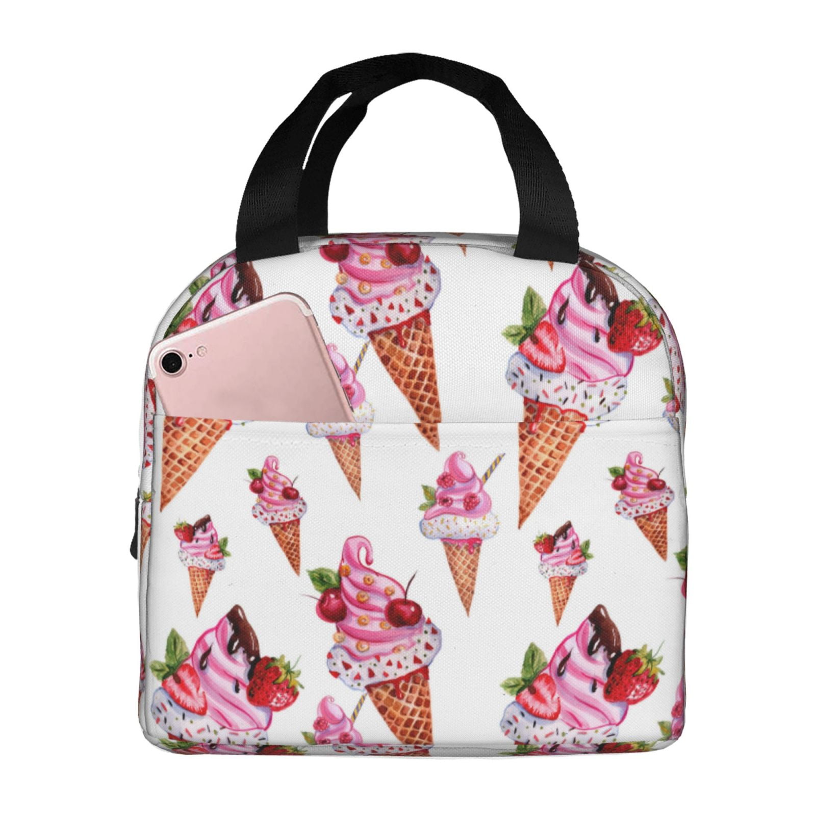 Lunch Box for Women Men Pink Summer Ice Cream Reusable Insulated Lunch ...