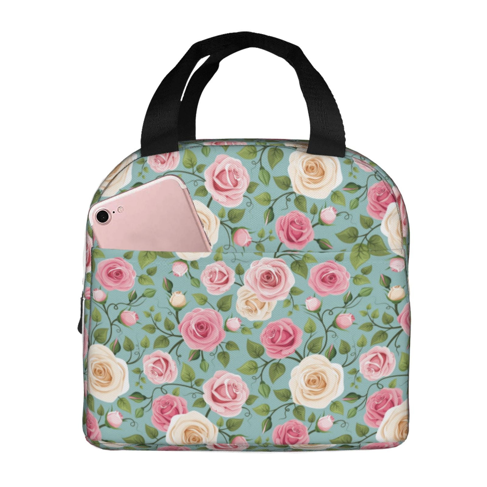 Lunch Box for Women Men Rose Flowers Temg Reusable Insulated Lunch Bag ...