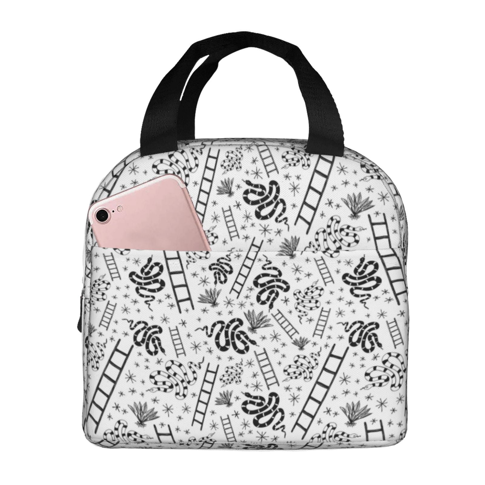 Lunch Box for Women Men Simple Snake Black Lines Ladder Reusable ...