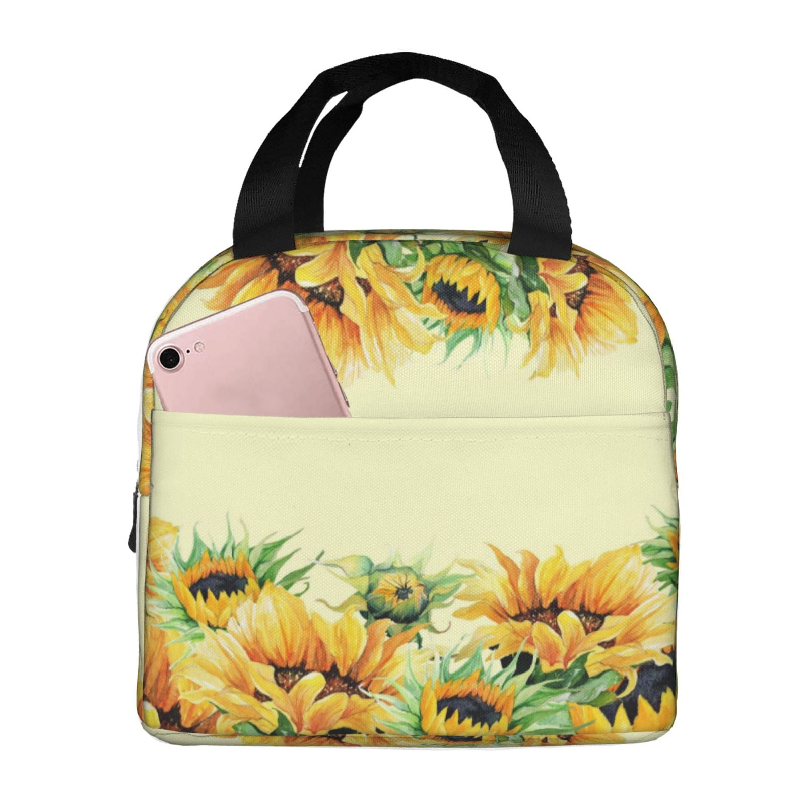 Lunch Box for Women Men Sunflowers Yellow Background Reusable Insulated ...