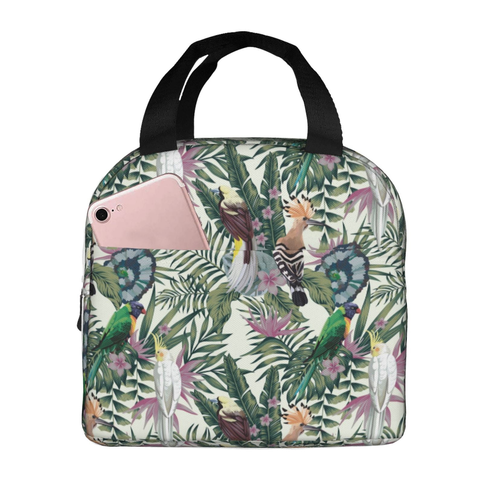 Lunch Box for Women Men Tropical Cute Parrot Plant Reusable Insulated ...