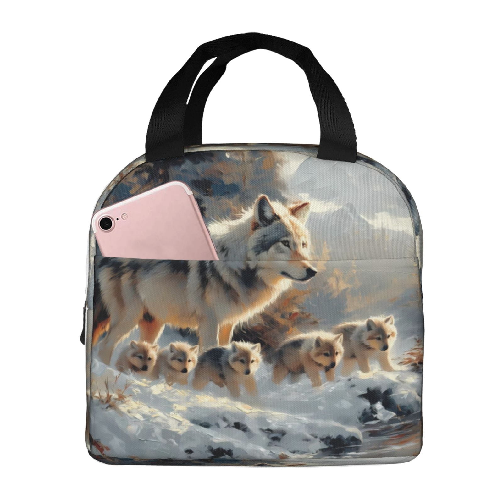 Lunch Box for Women Men Wolf Family Winter Wonderland Reusable ...