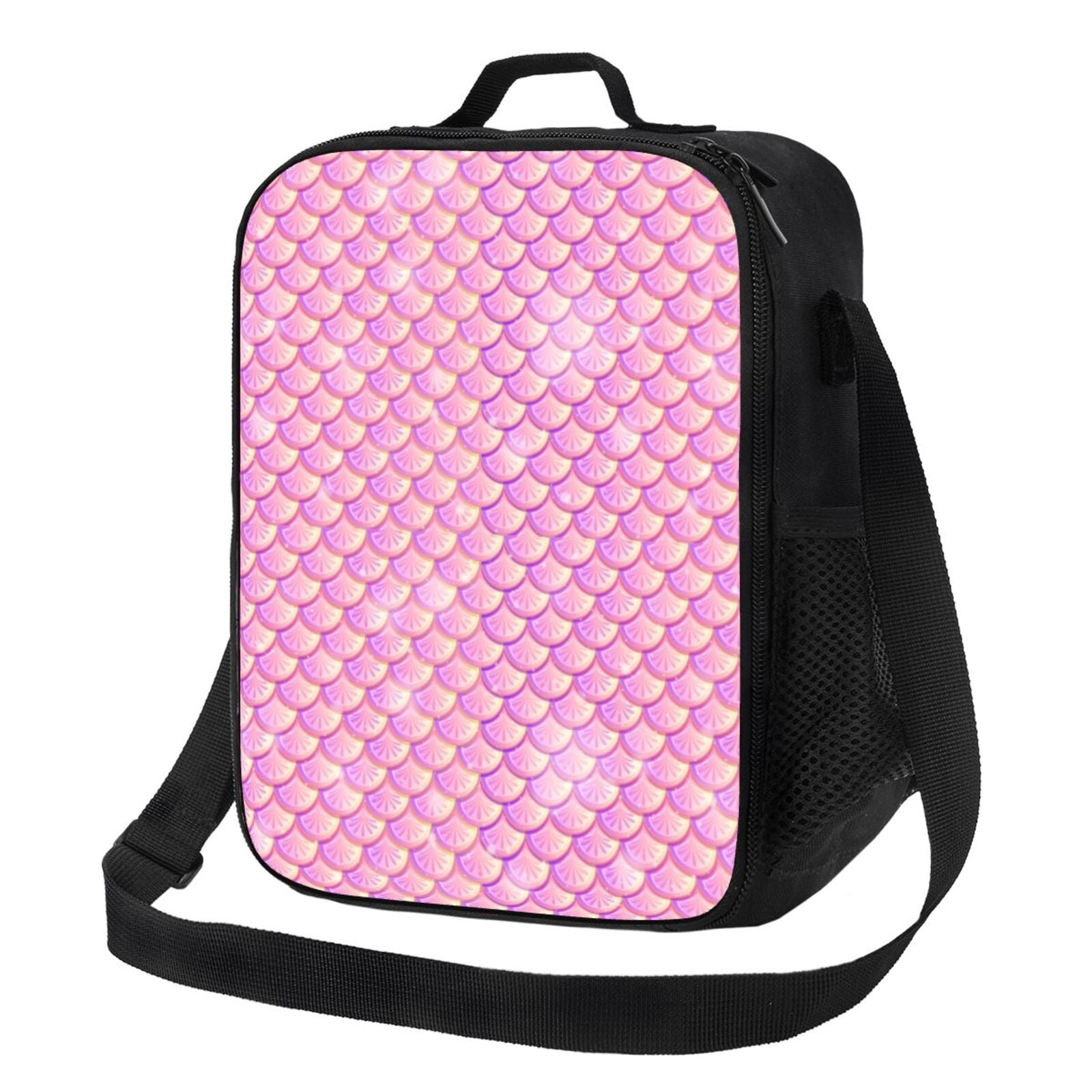 Lunch Box for Women Men cute pink Fish scale Insulated Lunch with ...