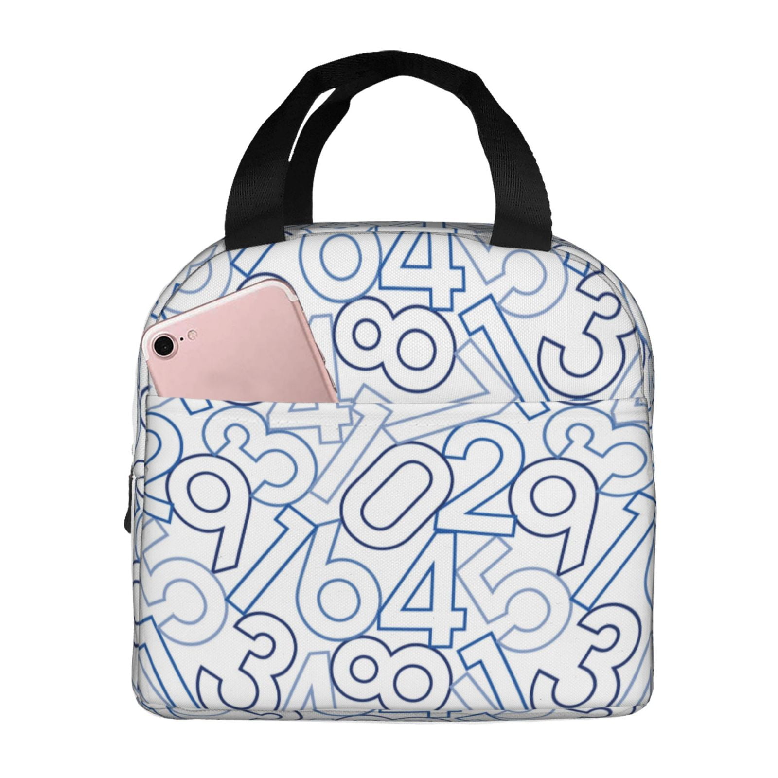 Lunch Box for Women Men math number blue Reusable Insulated Lunch Bag ...