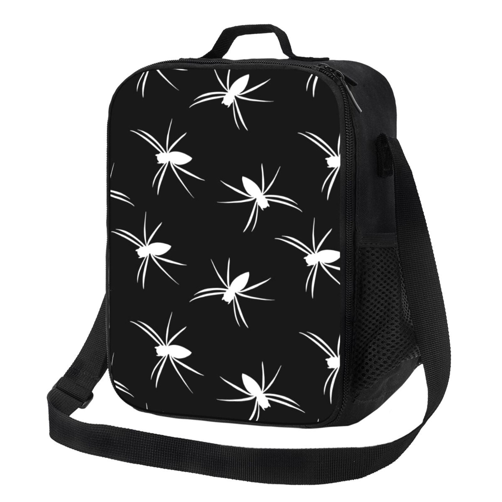 Lunch Box for Women Men white spider doodle black Insulated Lunch with ...