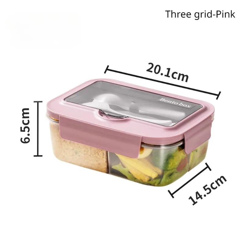 Lunch Box with Tableware for Office Workers Square Divided Microwave ...