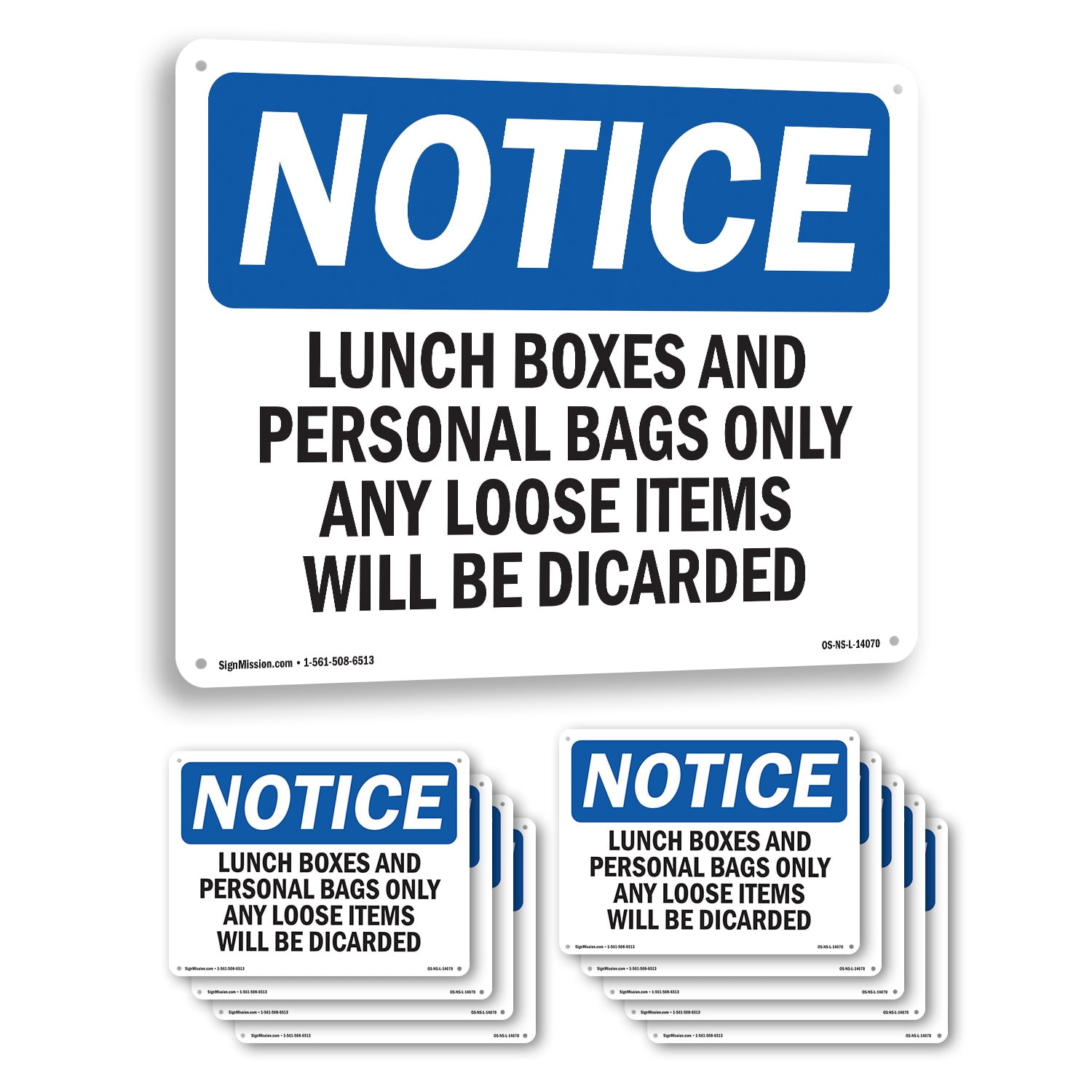 Lunch Boxes And Personal Bags Only Any Loose OSHA Notice Rigid Plastic ...