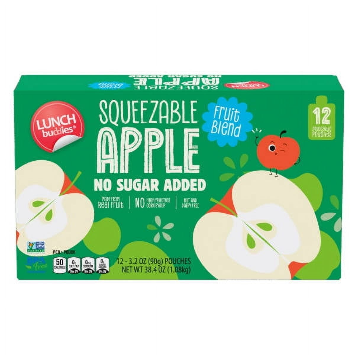 Lunch Buddies Sugar Free Apple Squeezes - 12 pack, 3.2 oz pouch ...