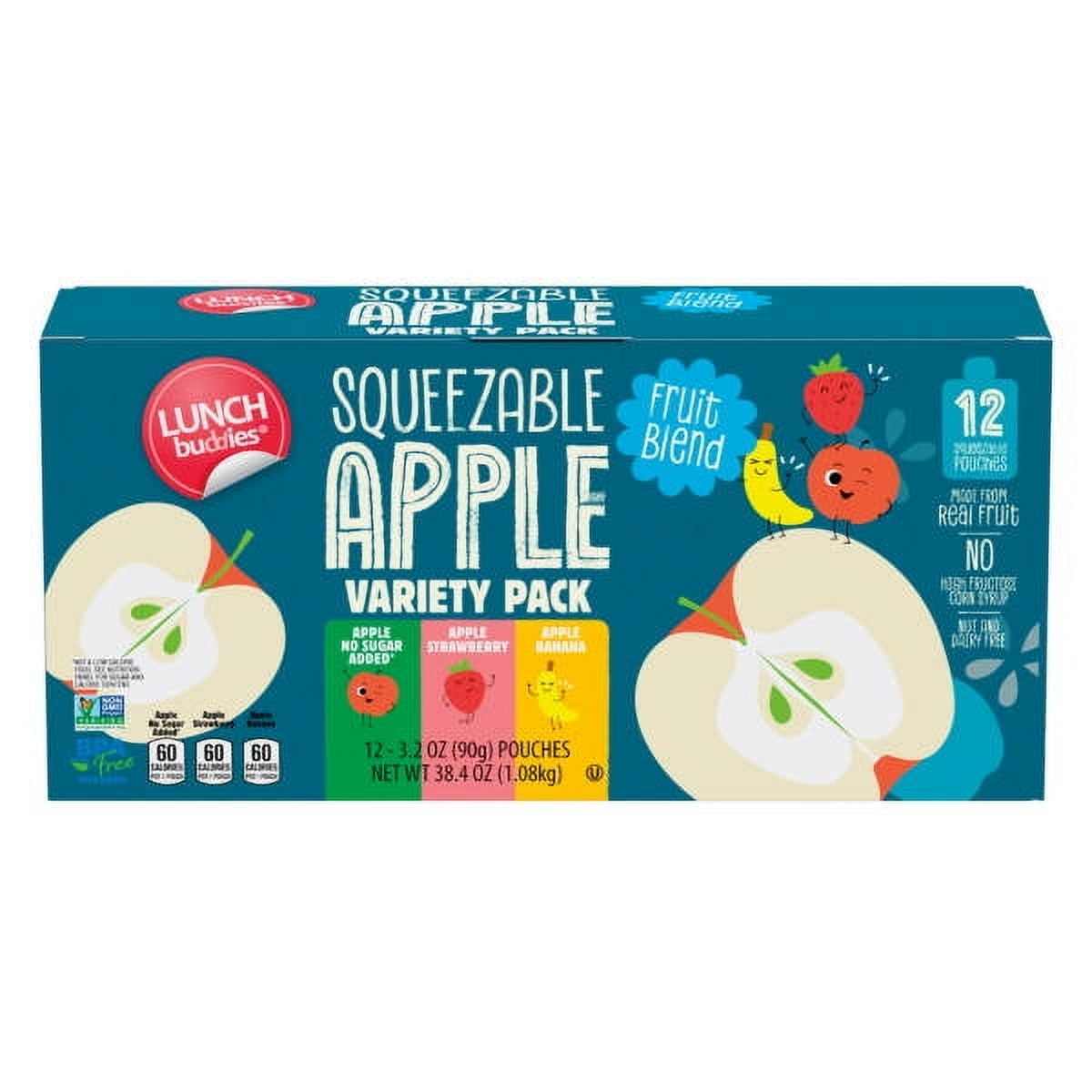 Lunch Buddies Variety Pack Applesauce Squeezes - 12 pack, 3.2 oz pouch ...