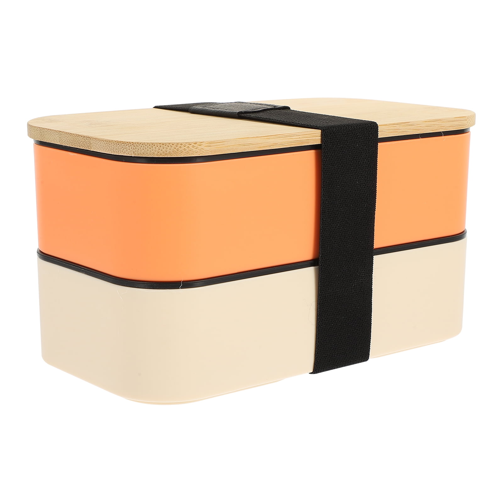 Lunch Case Double Layer Wooden Lid Box Work Bento+box Containers for ...