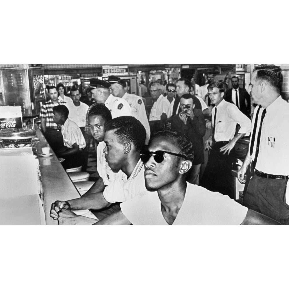 Lunch Counter Sit-In 1961. Nfour Young Black Men Sitting In At A ...