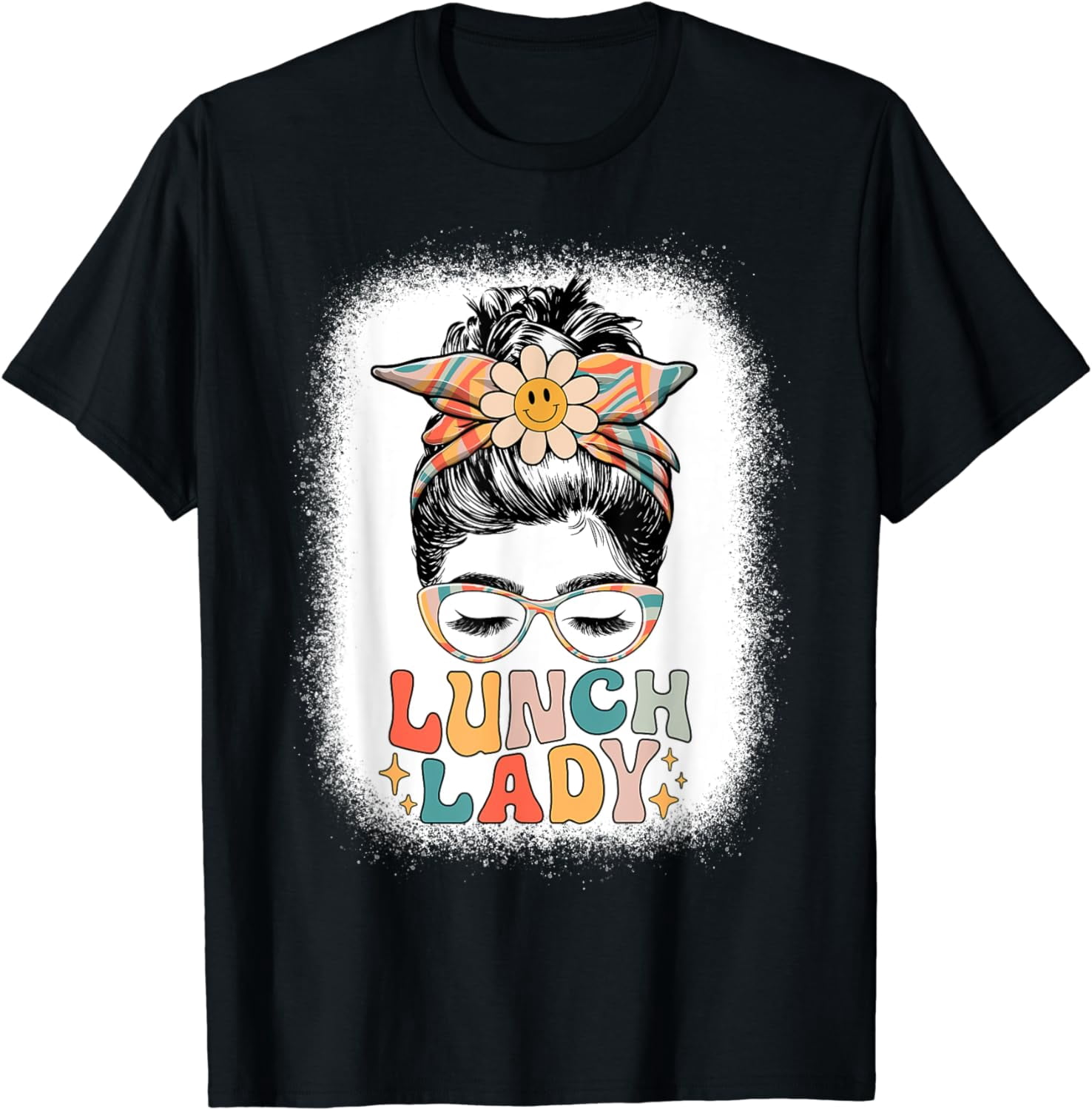 Lunch Lady Messy Bun Retro Lunch Ladies Squad Cafeteria Crew T-Shirt ...