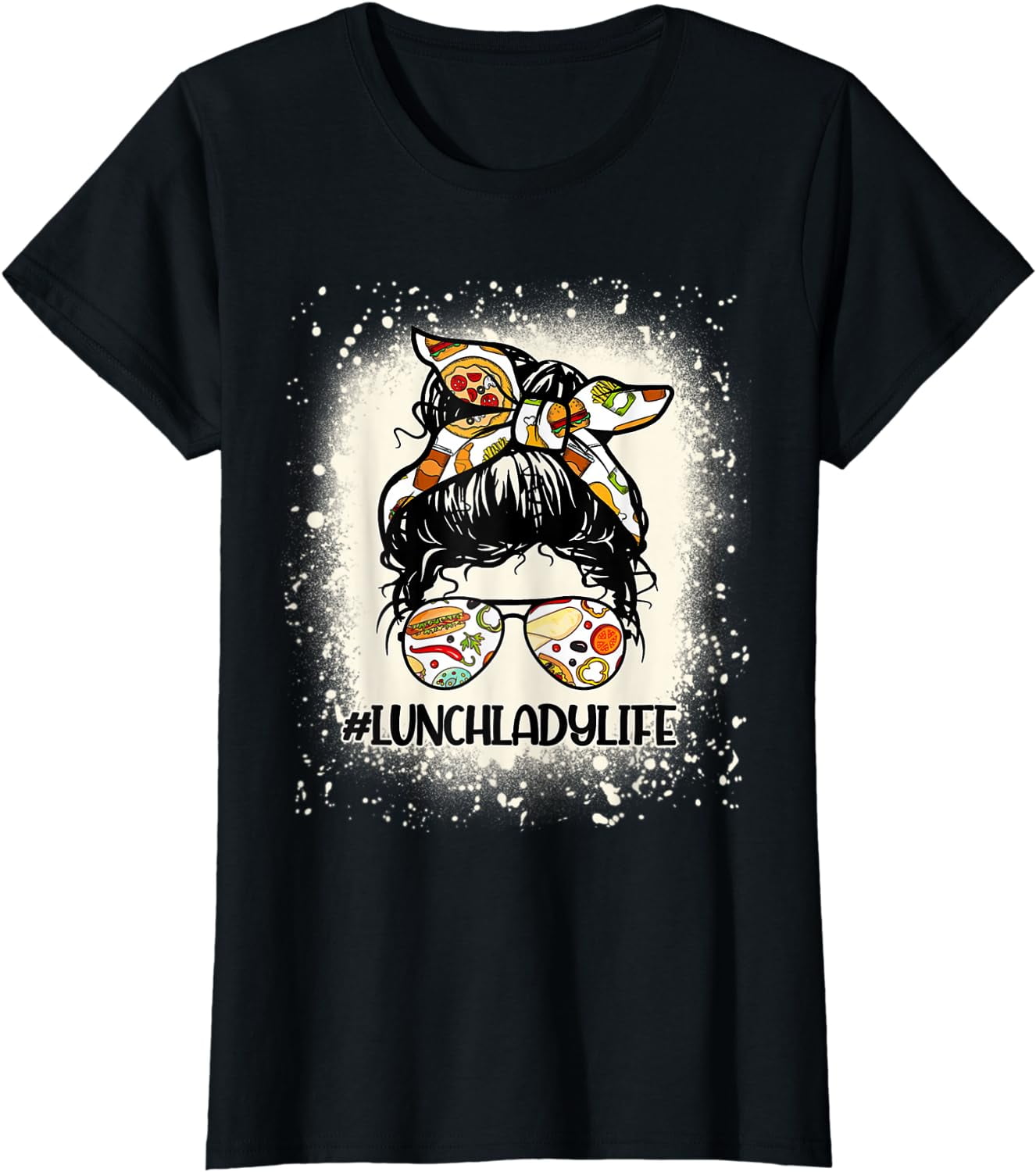 Lunch Lady Messy Hair Woman Bun Lunch Lady Life T-Shirt - Walmart.com