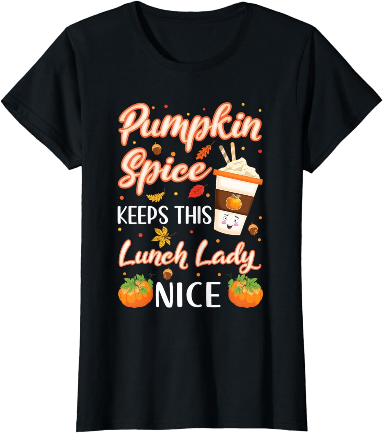 Lunch Lady Pumpkin Spice Latte Autumn Fall Cafeteria Crew T-Shirt ...