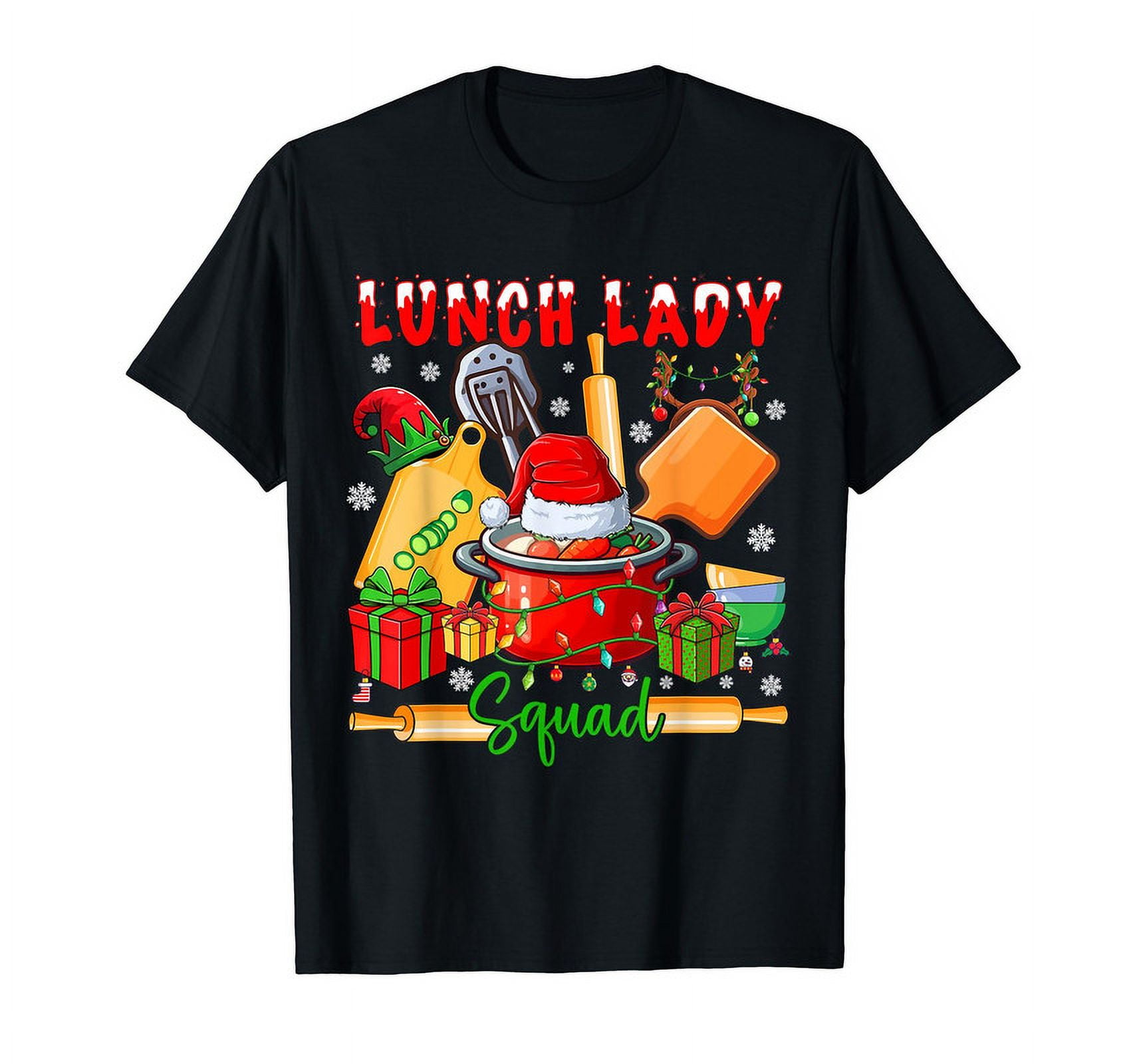 Lunch Lady Squad Christmas Santa Elf Nursing Tools T-Shirt - Walmart.com