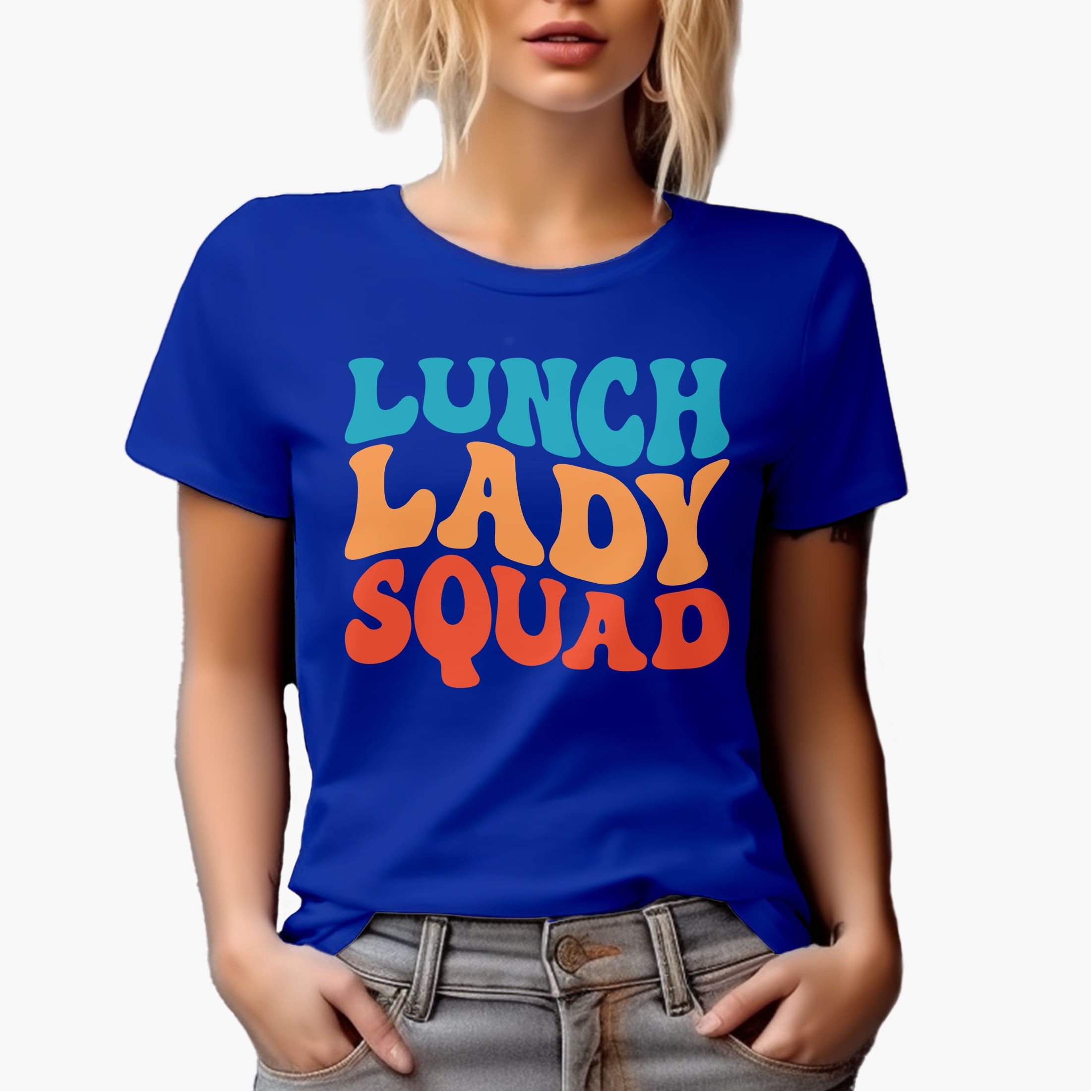 Lunch Lady Squad, School Cafeteria Themed, Groovy Retro Wavy Text Merch ...