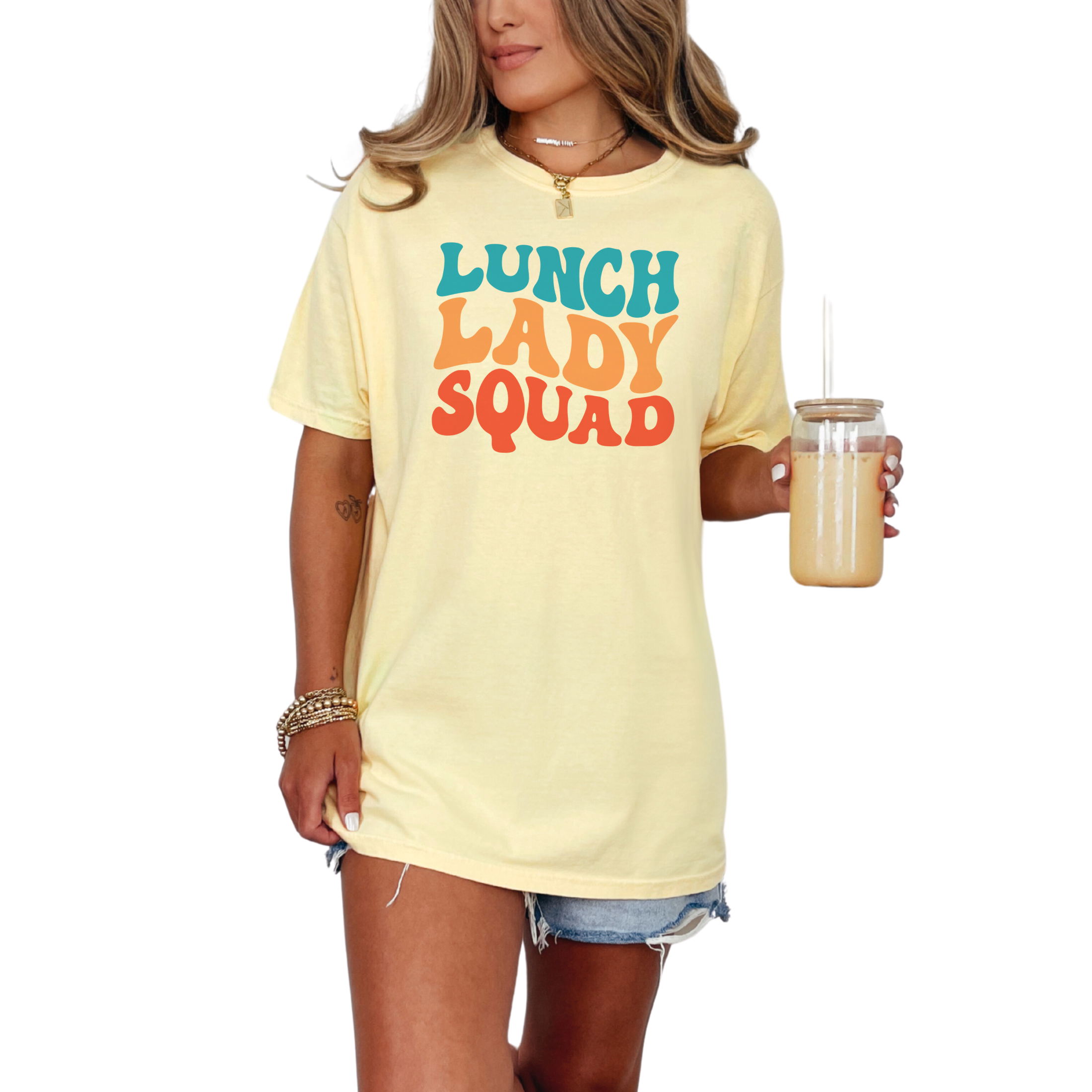 Lunch Lady Squad, School Themed, Groovy Retro Wavy Text, Butter Comfort ...