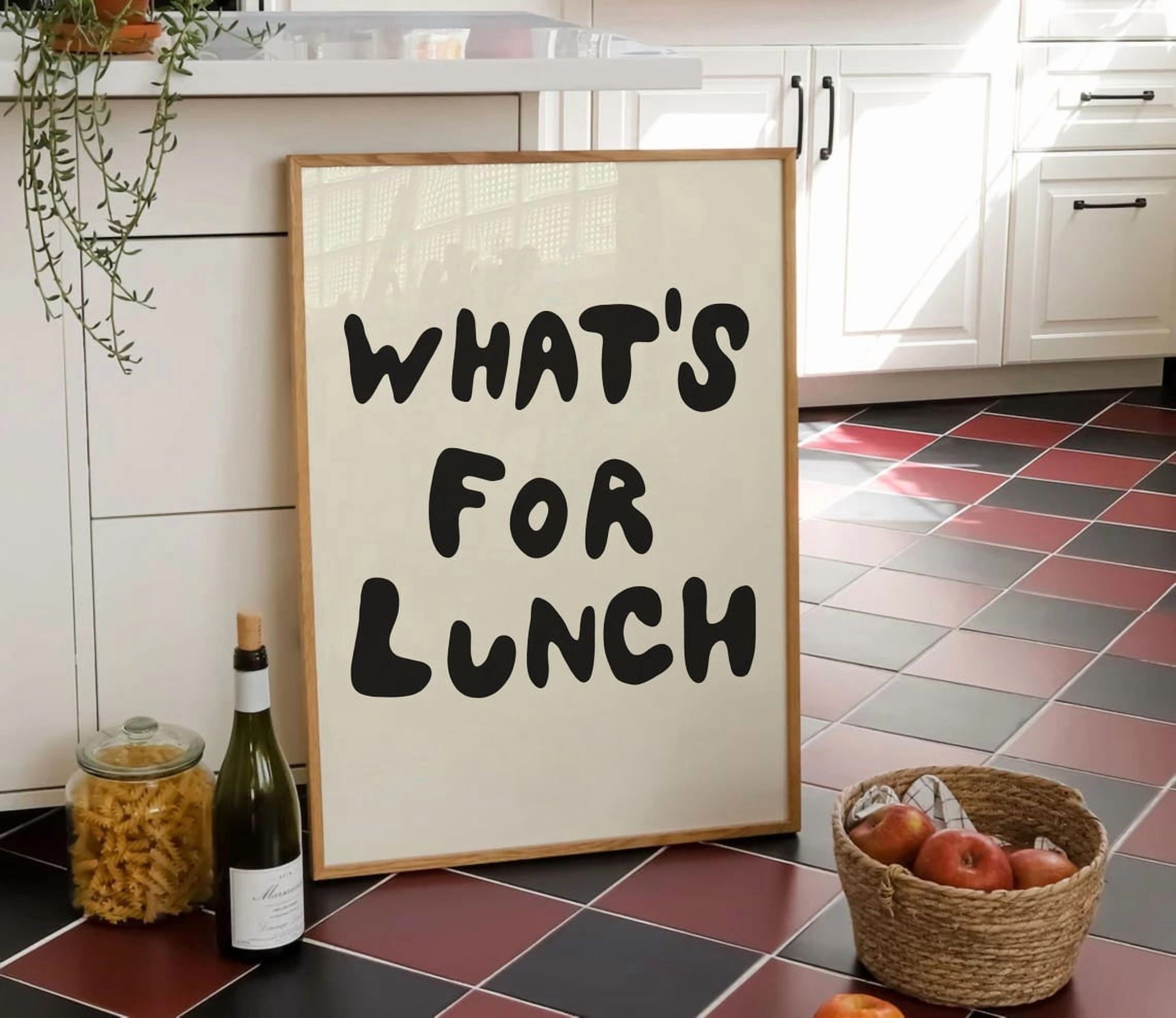 What's For Lunch Print Retro Kitchen Wall Art Black Mid Century Print ...
