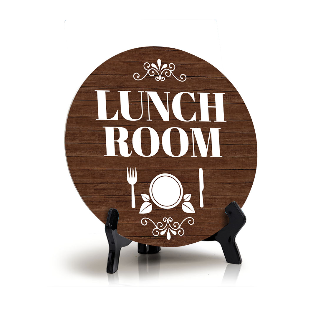 Lunch Room Circle Table Sign with Acrylic Stand (5x5") | Office Spaces ...