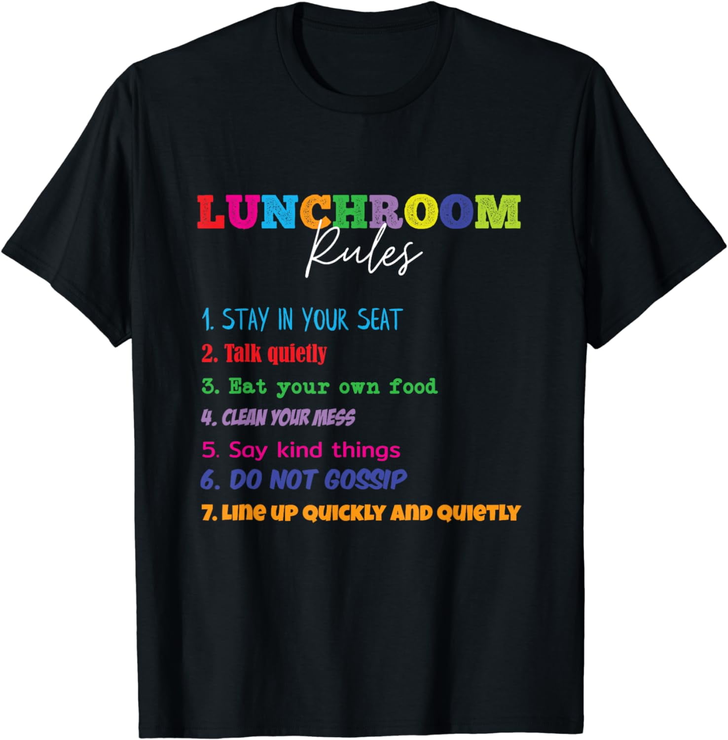 Lunch Room Rules Funny School Cafeteria and Lunch Lady T-Shirt ...