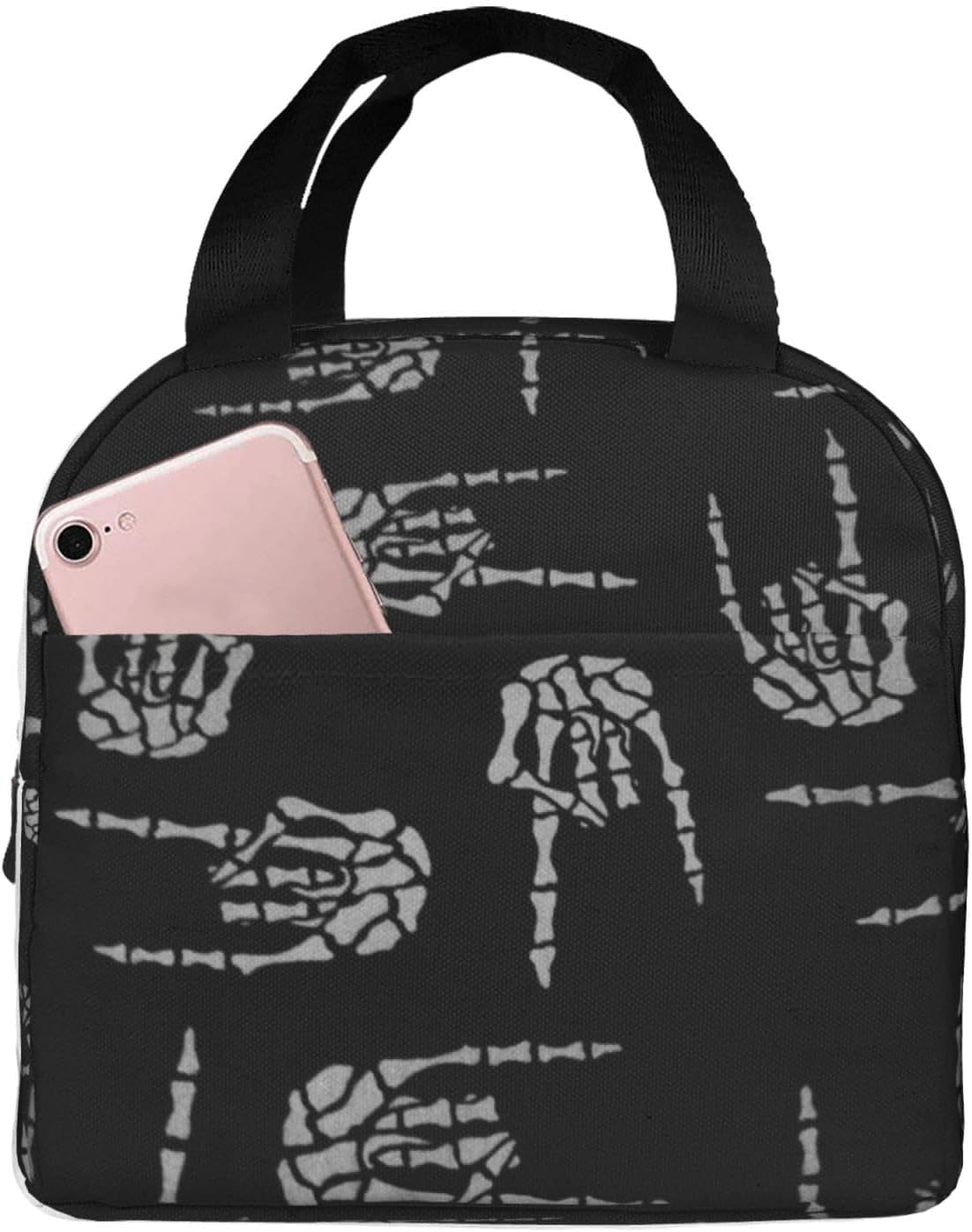 Lunch Tote Washable for Heavy Metal Skull Rock Hand Lunch Box Bag ...