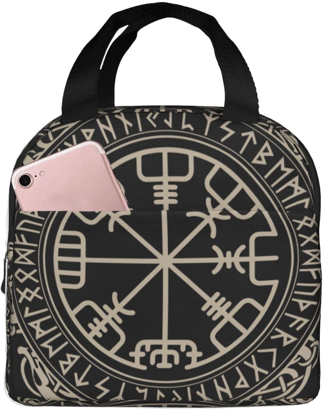 Lunch box Insulated Portable Soft Bag, Black Celtic Viking Design ...