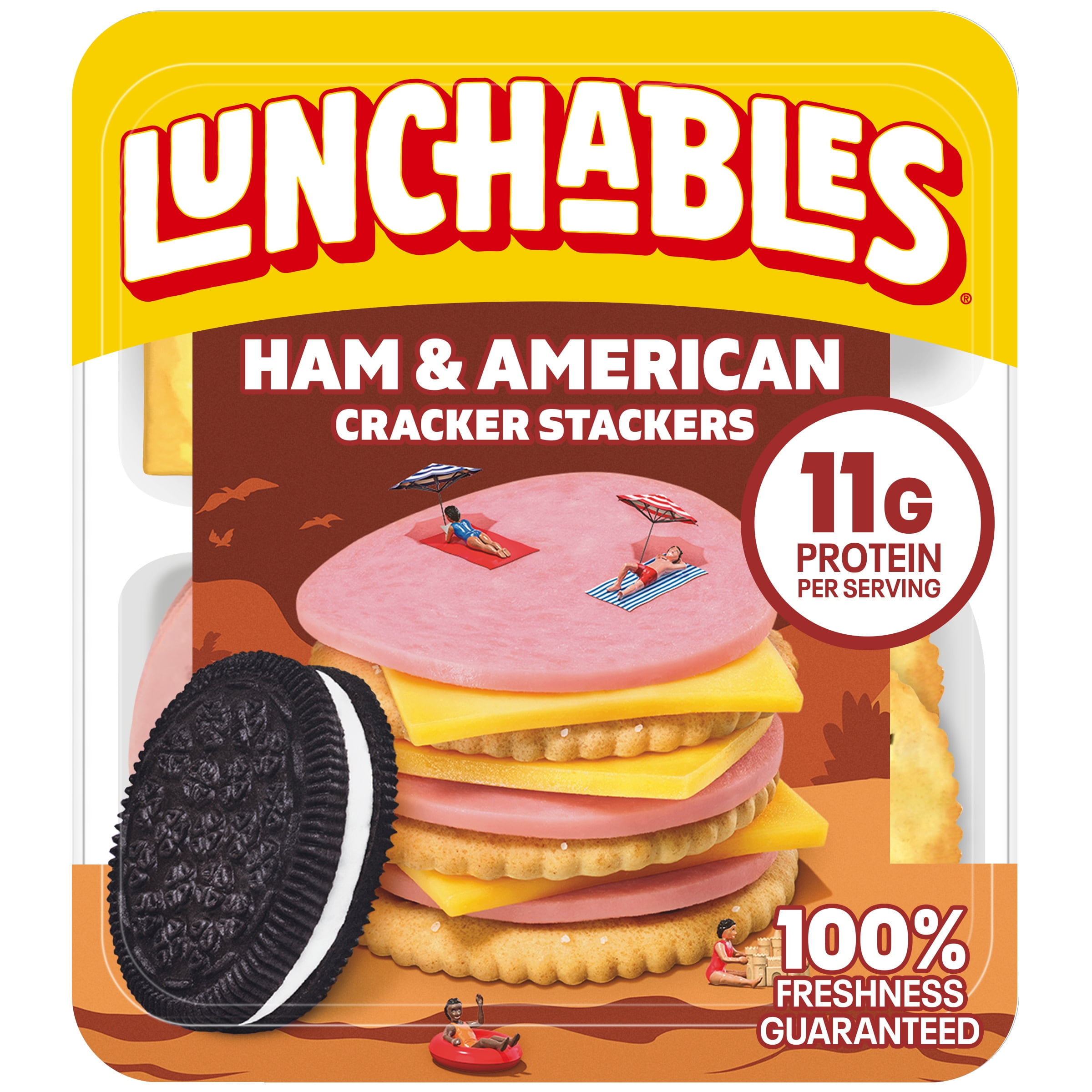 Lunchables Ham & American Cheese Cracker Stackers Kids Lunch Snack, 3.2 ...