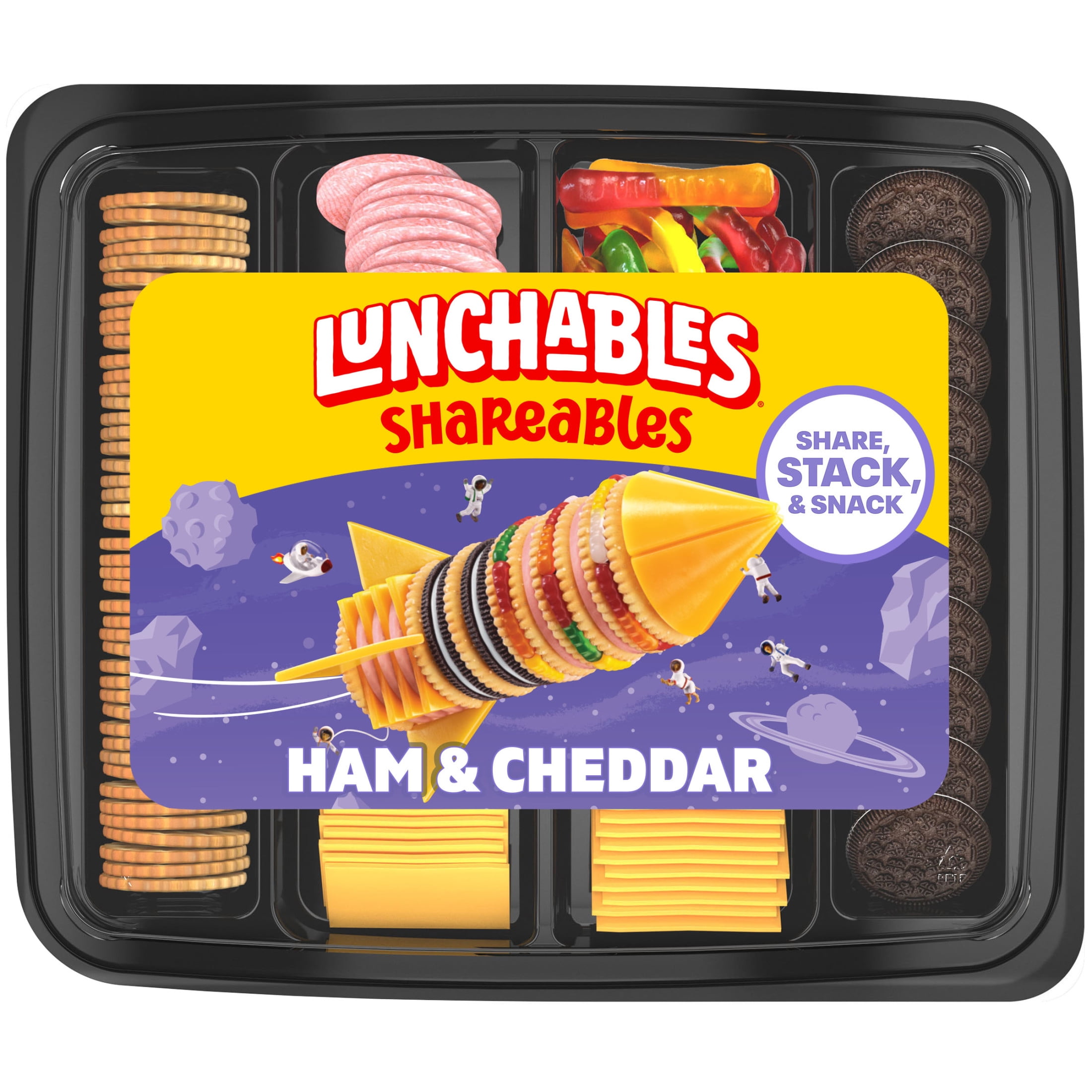 Lunchables Shareables Ham & Cheddar with Crackers, Chocolate Crème ...