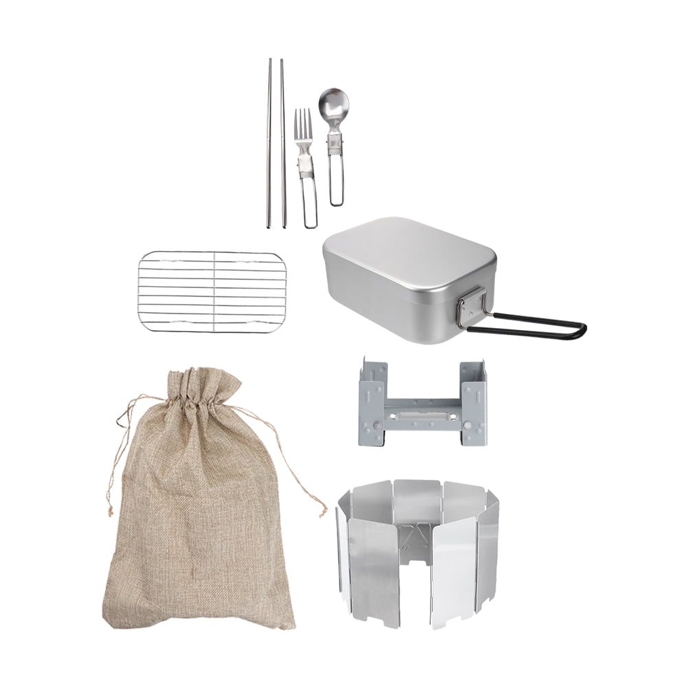 MEIBUTYUP Aluminum Bento Box - Outdoor Camping and Hiking Cookware Set ...