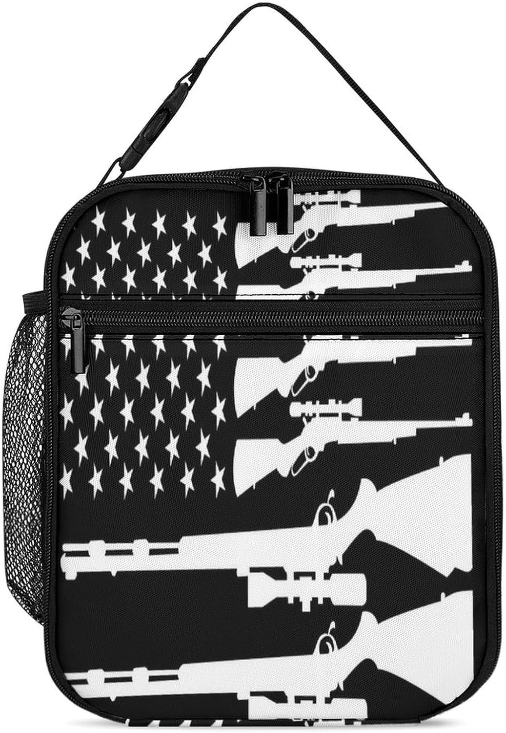 Lunchbox for Sniperguns American Flag Black And White Glowing ...
