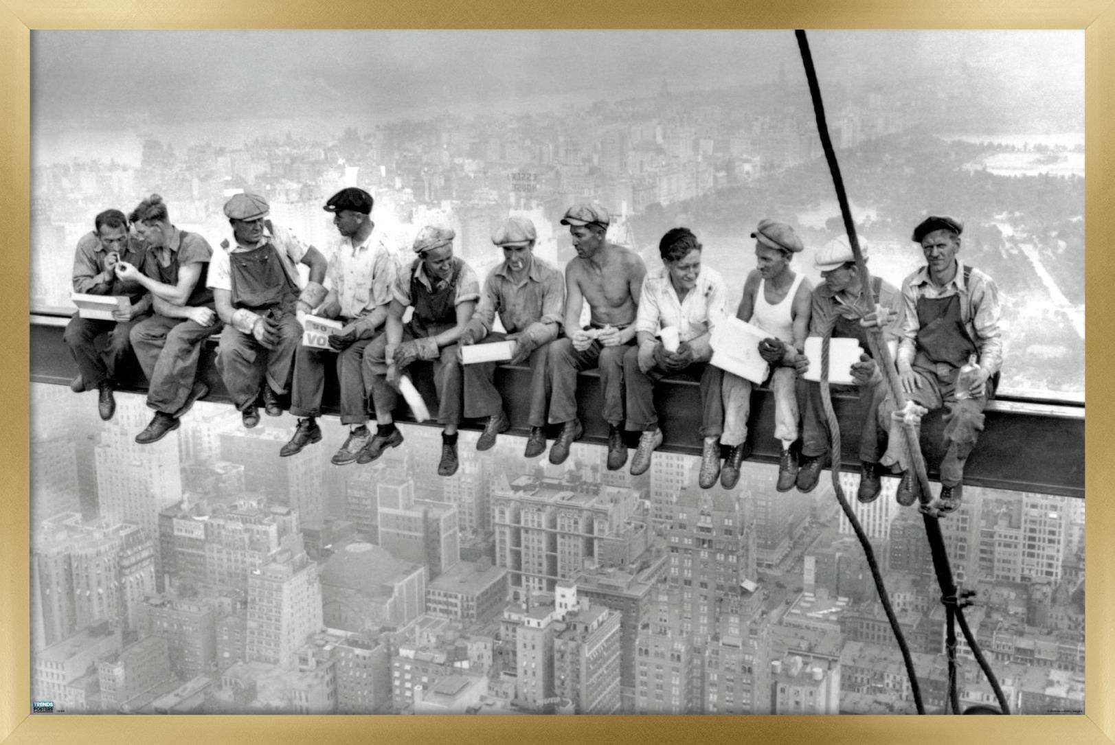 Lunching on a Crossbeam Wall Poster, 14.725" x 22.375", Framed ...