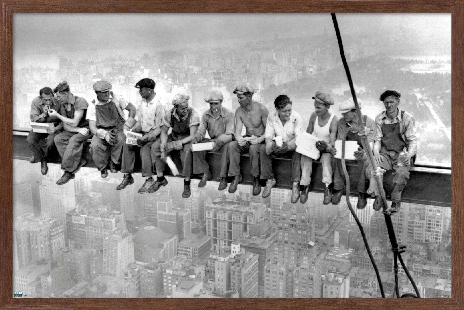 Lunching on a Crossbeam Wall Poster, 14.725" x 22.375", Framed ...