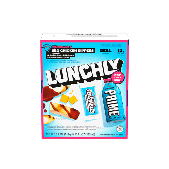 Lunchly Meal Kit, Mr Beast BBQ Chicken Dippers with Feastables ...