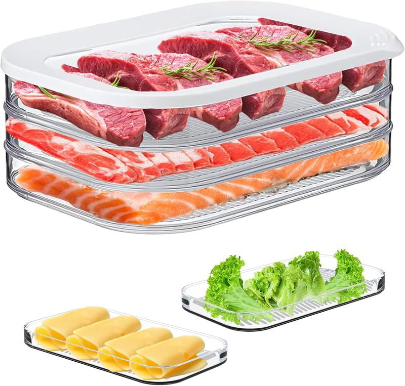 Lunchmeat Storage Container for Fridge – 3-Pack Airtight Deli Meat ...