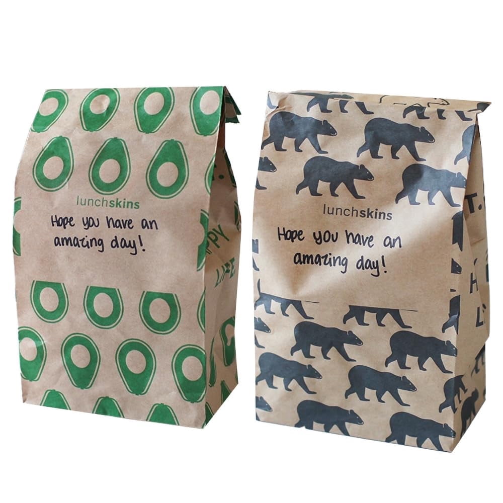 Lunchskins Compostable Paper Lunch Bags Variety Pack – 50 Count | Brown ...