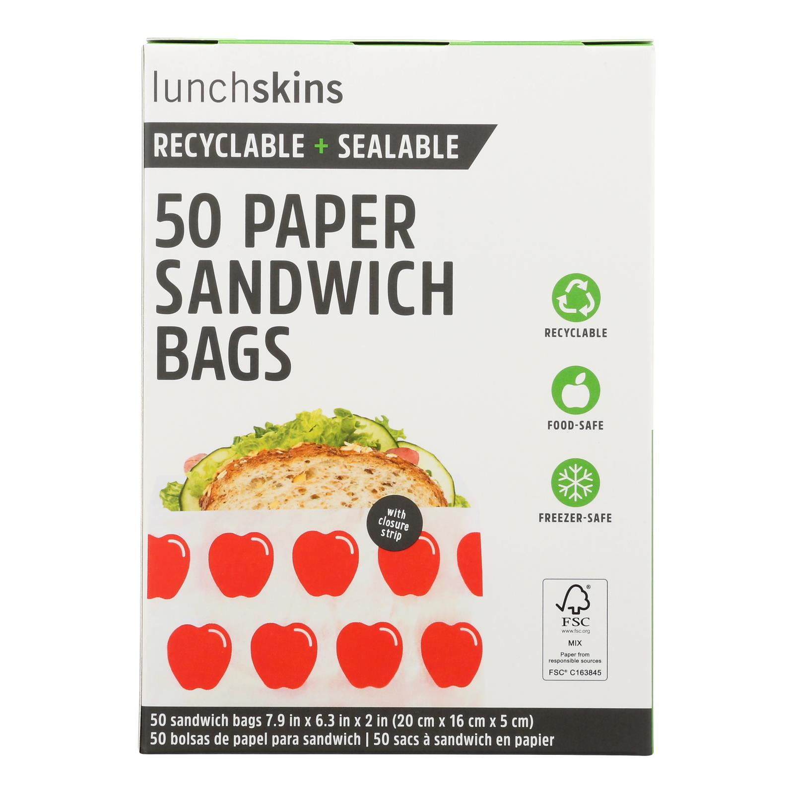 Lunchskins - Recyclable and Sealable Paper Sandwich Bags - Red Apple ...