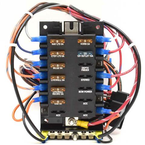 Lund Boat Fuse Block 2393373 | 14-Position Panel Labeled w/ Harness ...