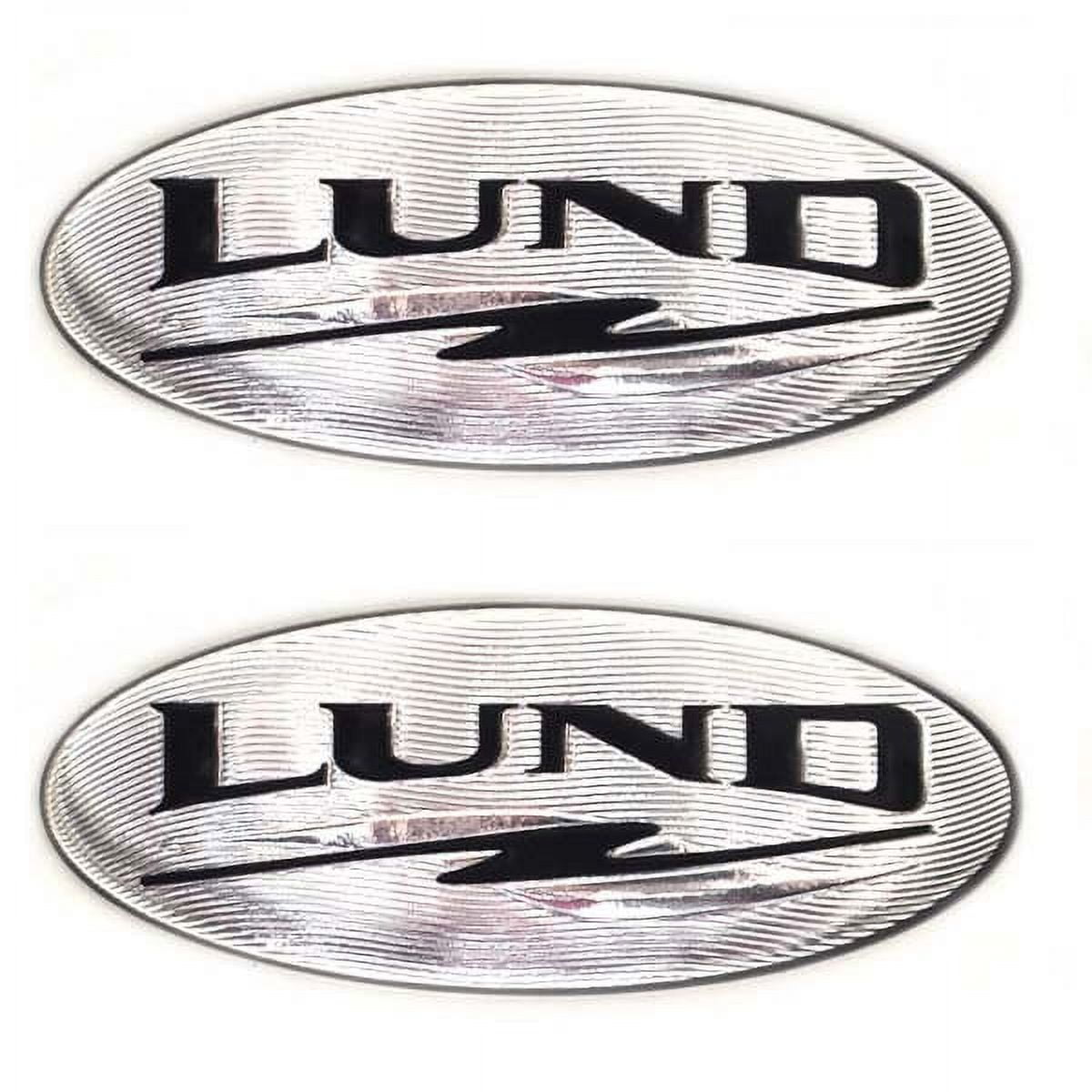 Lund Boat Seat Logo Emblems 1986277 | Iron On 5 x 2 Inch Silver (Pair ...