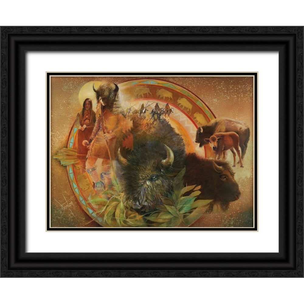 Lund, Denton 14x11 Black Ornate Wood Framed with Double Matting Museum ...