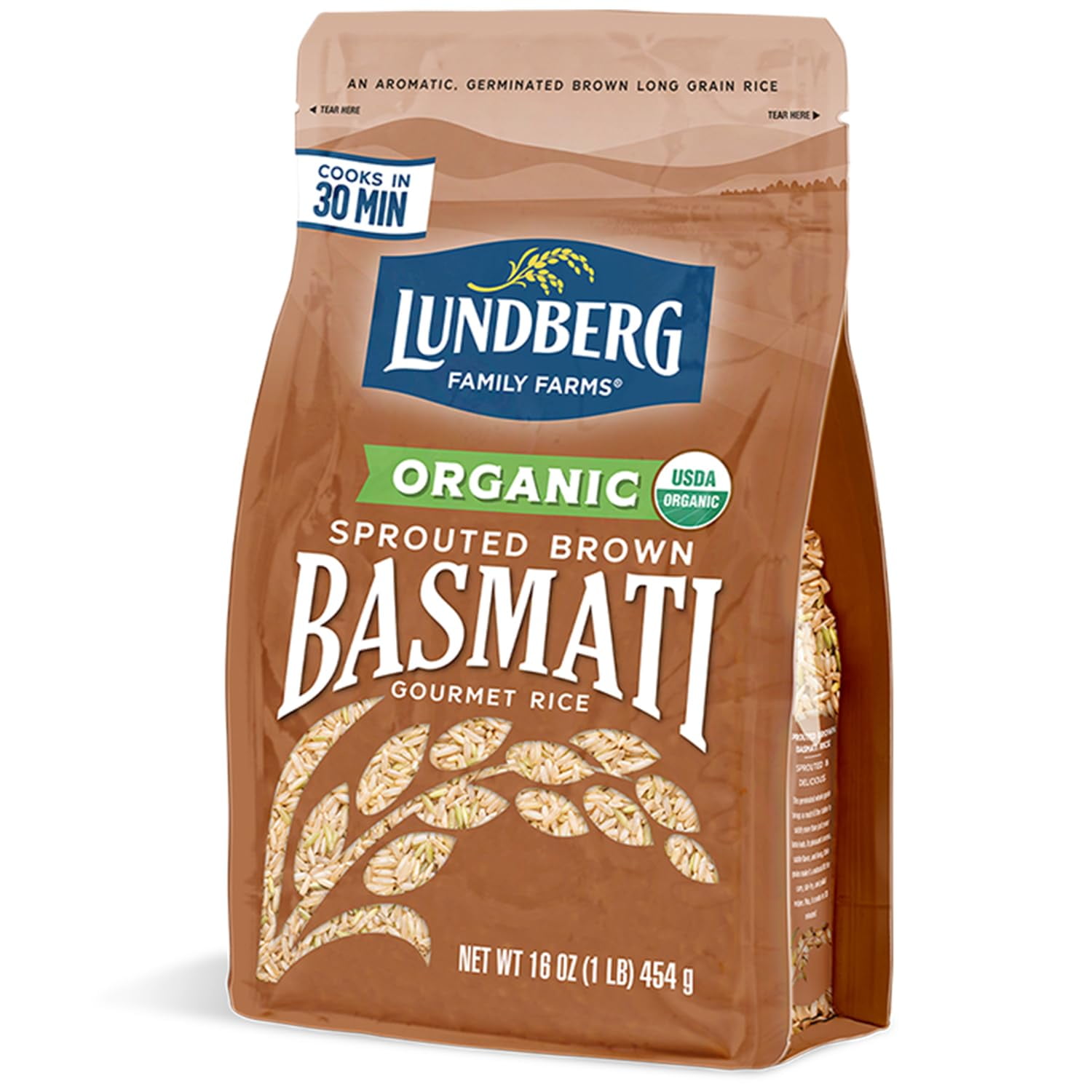 Lundberg Basmati Rice, Organic Sprouted Brown Long Grain Rice - Nutty ...